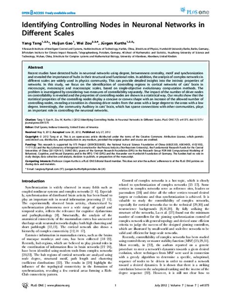 Pdf Identifying Controlling Nodes In Neuronal Networks In Different