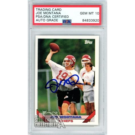 Joe Montana 1993 Topps Autograph Card 200 Psadna 10 Steel City