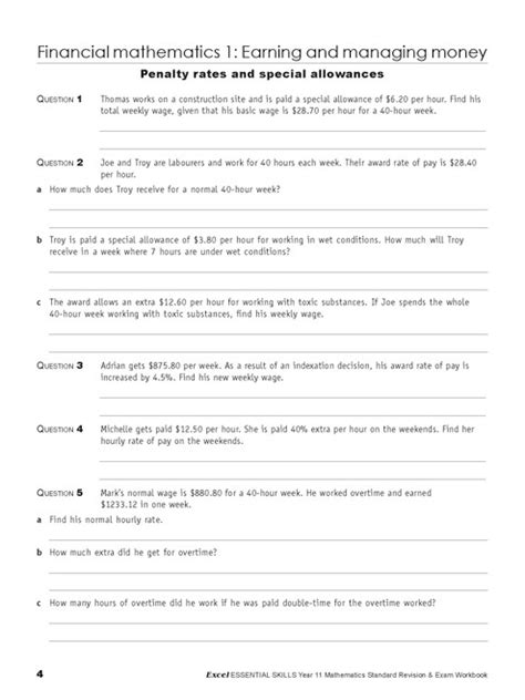 Excel Essential Skills Year 11 Mathematics Standard Revision And Exam Workbook Pascal Press