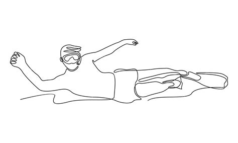 premium vector continuous line of scuba diver underwater in the sea
