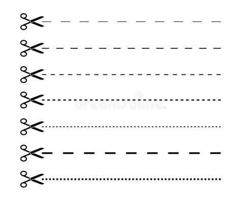 Set Of Scissors With Cut Lines Black Scissors Cutting Vector Icons Stock Vector Illustration