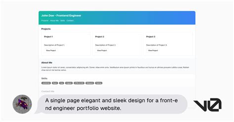 A Single Page Elegant And Sleek Design For A Front End Engineer