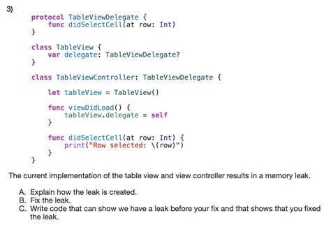Solved Protocol TableViewDelegate Func DidSelectCell At Chegg