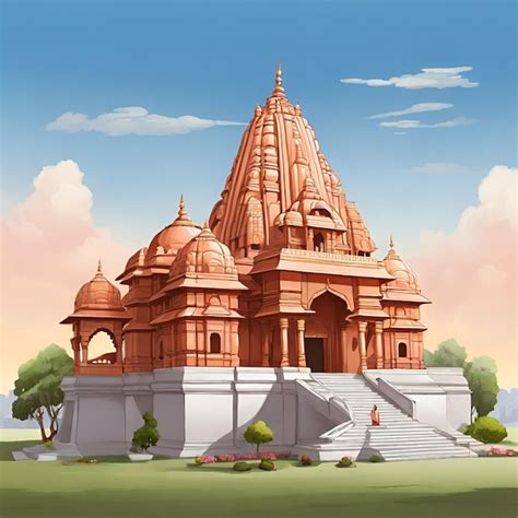 Premium Photo Illustration Of Hindu Mandir Shree Ram Temple