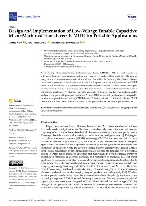 Pdf Design And Implementation Of Low Voltage Tunable Capacitive Micro