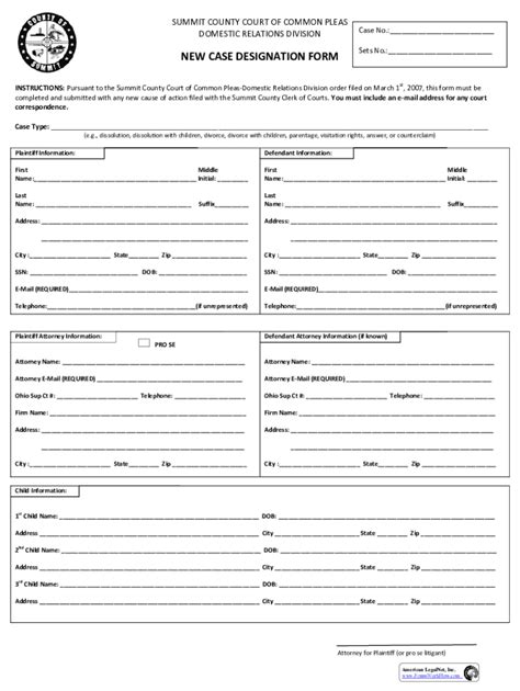 Fillable Online Summit County Court Of Common Pleas Domestic Relations Division Fax Email