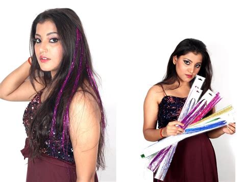 Set Of 6 Pc Sparkling Shiny Extensions Colored Party Glitter Multi