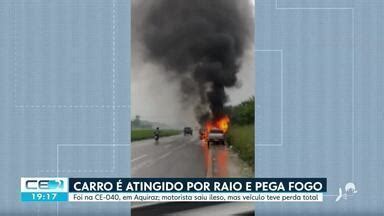 CETV 2ª Edição Carro é atingido por raio e pega fogo vídeo Globoplay