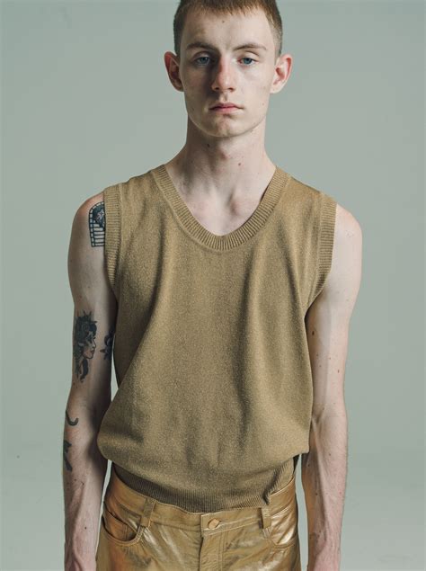 Dpto — Gold Viscose Lurex Tank Top