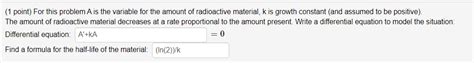 Solved 1 Point For This Problem A Is The Variable For The