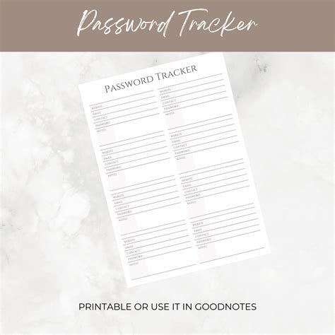Password Tracker Printable And Fillable Password Keeper Goodnotes Trackerpassword Organizer