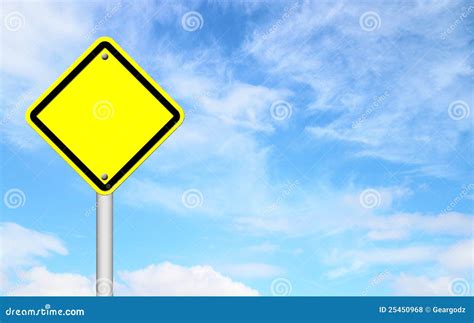 Blank Yellow Traffic Sign With Blue Sky Stock Photo Image Of Empty