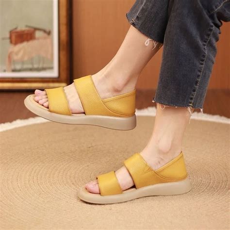 New Thick Sole Womens Stylish Genuine Leather Sandals In 2024