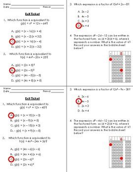 Factoring Trinomials Exit Ticket By Almighty Algebra TPT