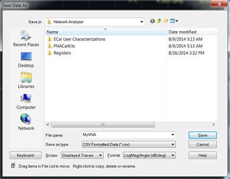 save and recall files