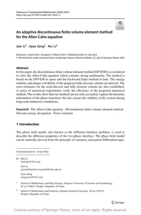 An Adaptive Discontinuous Finite Volume Element Method For The Allen