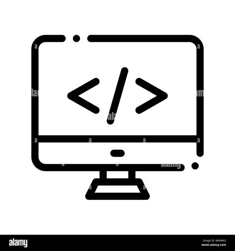 Coding Computer Monitor Vector Thin Line Icon Stock Vector Image Art