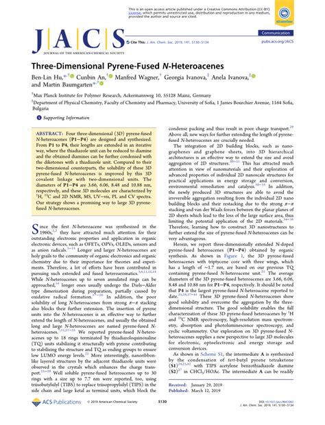 Pdf Three Dimensional Pyrene Fused N Heteroacenes