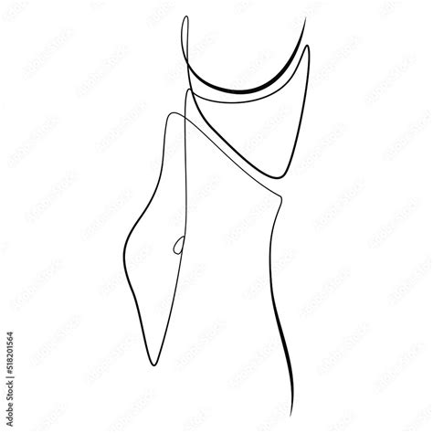 Abstract Woman One Line Drawing Shapes On White Isolated Background