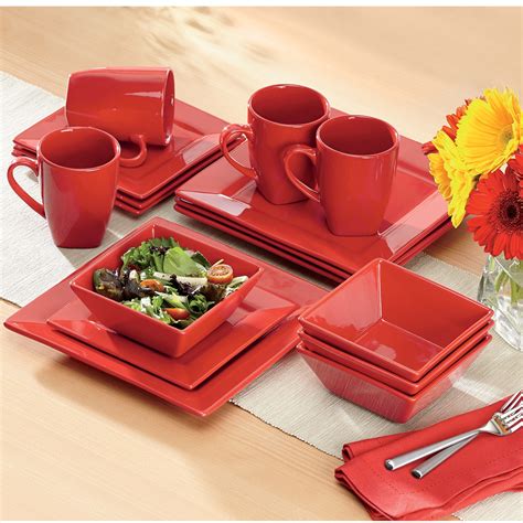 16 Piece Modern Square Dinnerware Set In Solid Colors Country Door