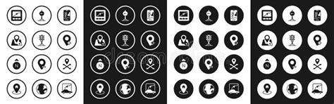 Set City Map Navigation Traffic Light Folded With Location Marker