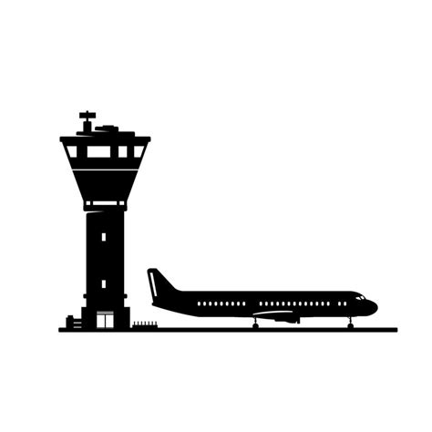 Airport Control Tower Flat Black Icon Illustration 55551873 Vector Art