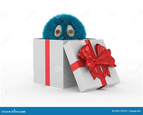 Poner Al Monstruo En Una Caja De Regalo Sobre Fondo Blanco Ilustración