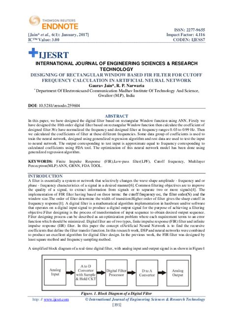 Pdf Designing Of Rectangular Window Based Fir Filter For Cutoff