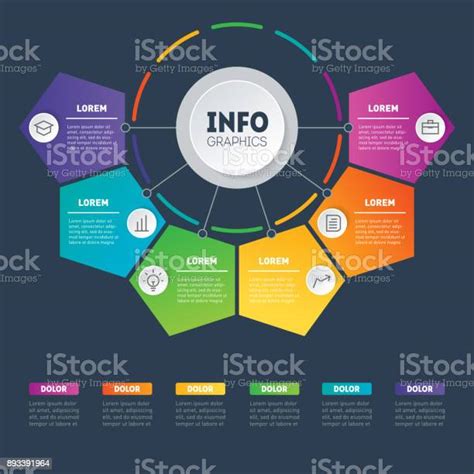 아이콘 집합을 사용 하 여 보고서의 일부입니다 Infographic 기술 또는 교육 과정의 벡터 사업 개념 6 옵션입니다