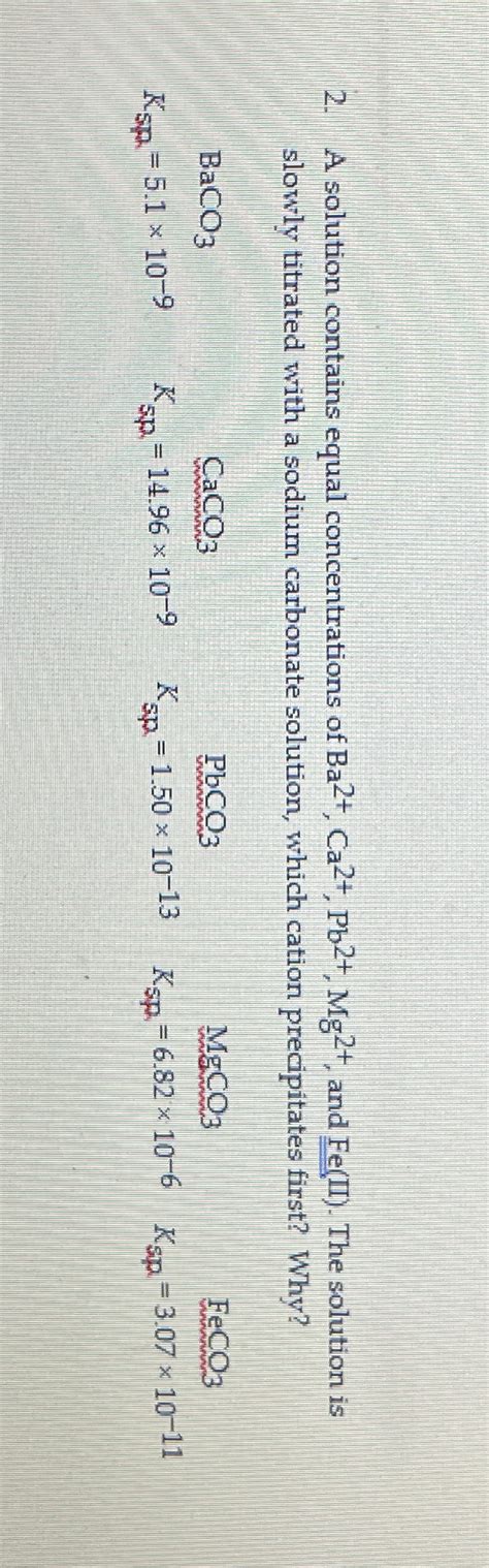 Solved A Solution Contains Equal Concentrations Of
