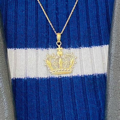 Gold Crown Necklace Pendant 14k Gold Queen Princess Royalty Mixed