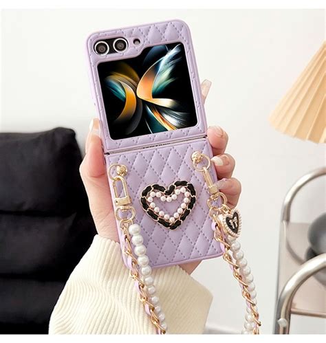 갤럭시z플립3 제트지 럭셔리 퀄팅 가죽 핸드백 스트랩 핸드폰 케이스 티몬