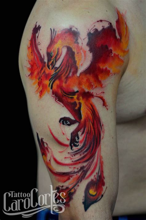 WATERCOLOR PHOENIX FENIX ACUARELADO Caro Cortes Colombian Tattoo