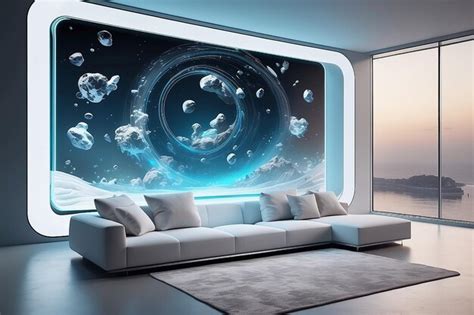 Premium Photo Floating Magnetic Liquid Display Lounge Mockup