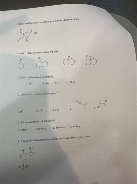 solved 3 circle and nsme two functional groups in the