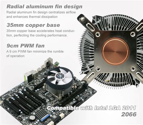 Intel Lga 2011 2066 Cpu Air Cooler With Aluminum Cooling Fins And
