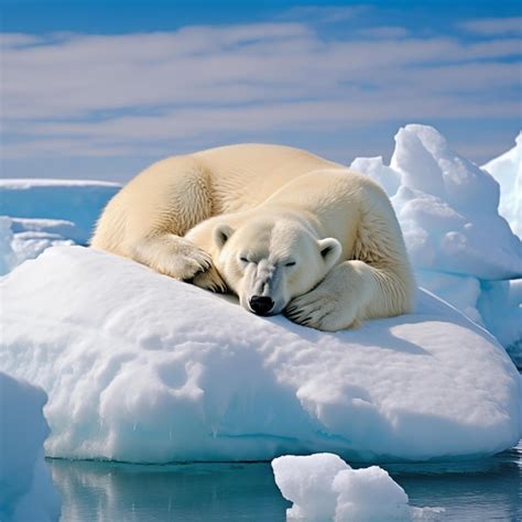 Premium Photo Generative Ai Sharp Photo Of A Polar Bear Sleeping On