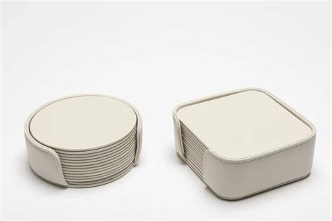 Mondrian Round Coasters Flat Set 6 Pieces Luna White And Luna White