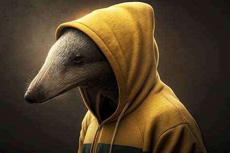 Premium Photo | Portrait of anteater in sportswear and a hood generative ai
