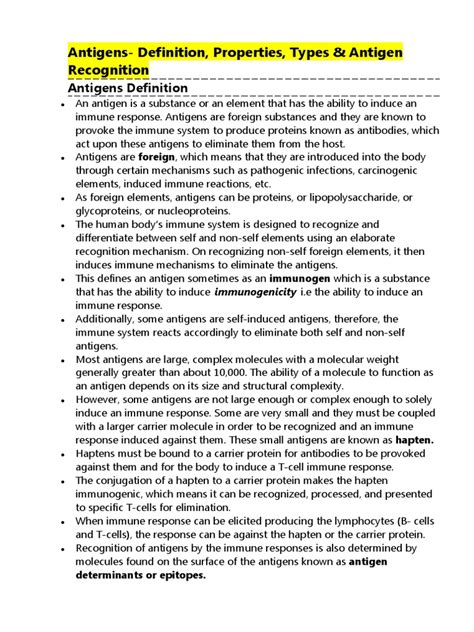 Antigens Definition Properties Types And Antigen Recognition Pdf