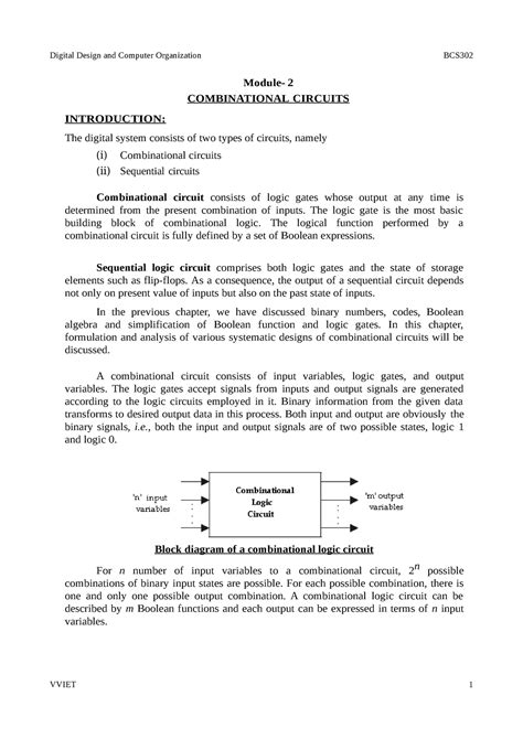 module 2 module 2 combinational circuits introduction the digital