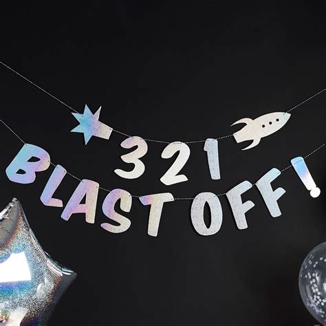 321 Blast Off Birthday Banner 2 Metres Etsy