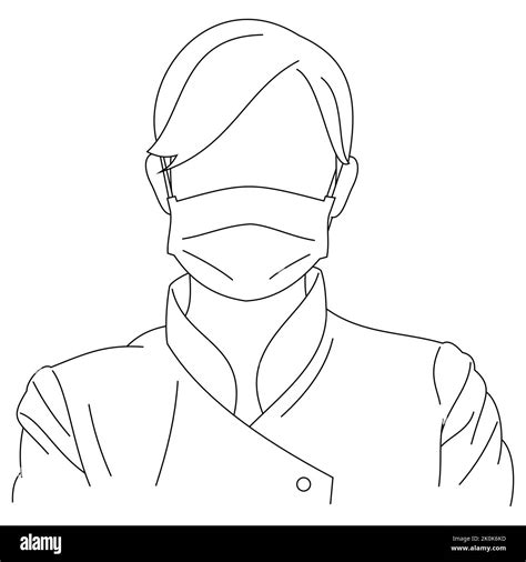 A Vector Of A Nurse Figure Wearing A Face Mask Over A White Background