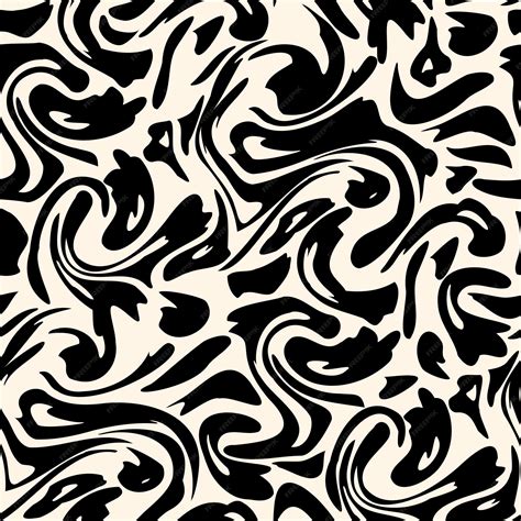 Premium Vector Fluid Shapes Decorative Monochrome Seamless Pattern
