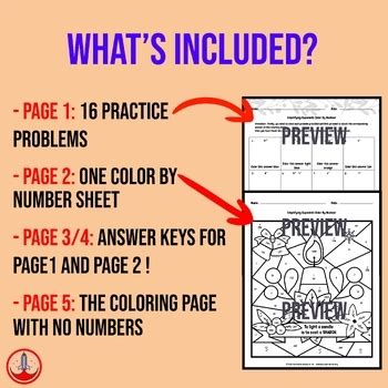Christmas Exponents Color By Number Exponents Coloring Worksheet