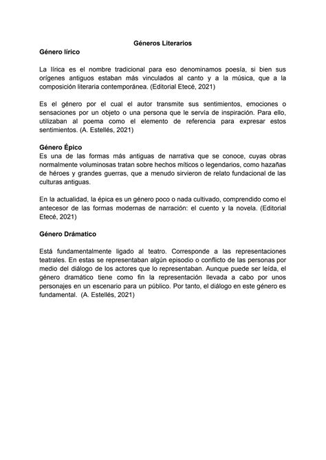 SOLUTION G Neros Literarios Cuadro Comparativo Studypool
