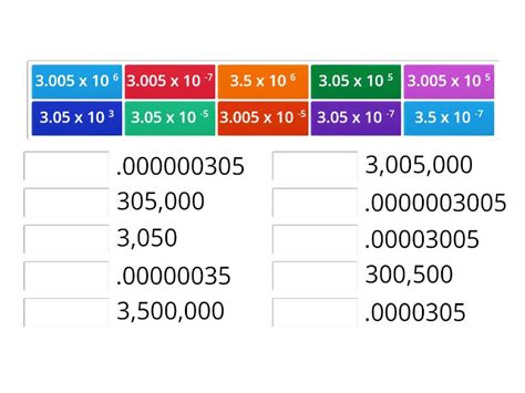 Scientific Notation Match Up