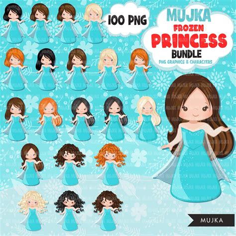 Princess Bundle Princess Png Princess Clipart Birthday Bundle Blac