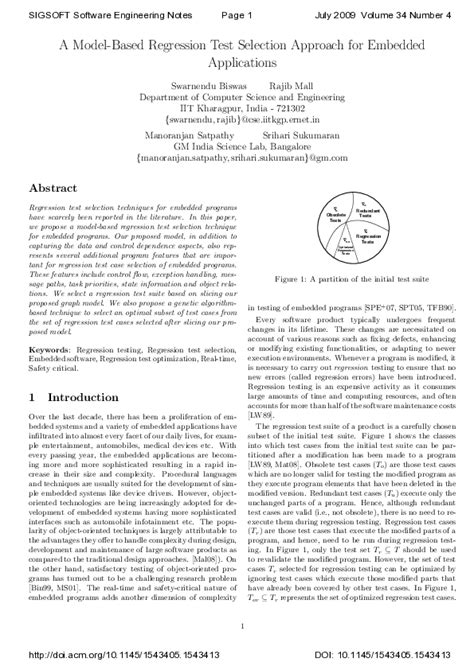 Pdf A Model Based Regression Test Selection Approach For Embedded