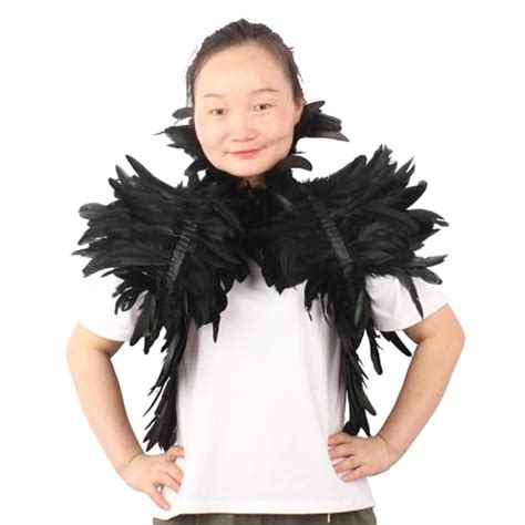 QI XIA Gothic Feather Skirt Shawl Cape Maleficent Costume Vampire Accessories Halloween Costumes